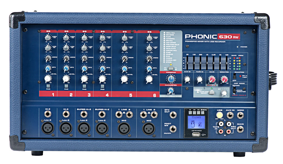 Phonic Powerpod 630RW Powered Mixer w/USB Rec – Musicians Gear Zone