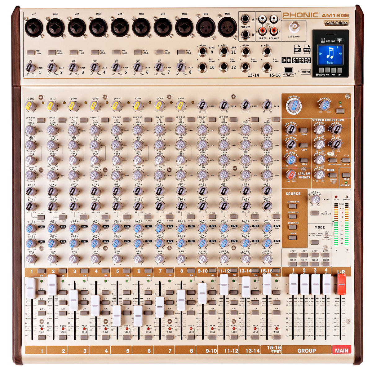 Phonic AM16GE 16 Channel Mixer with BT, TF Recording, USB Interface ...